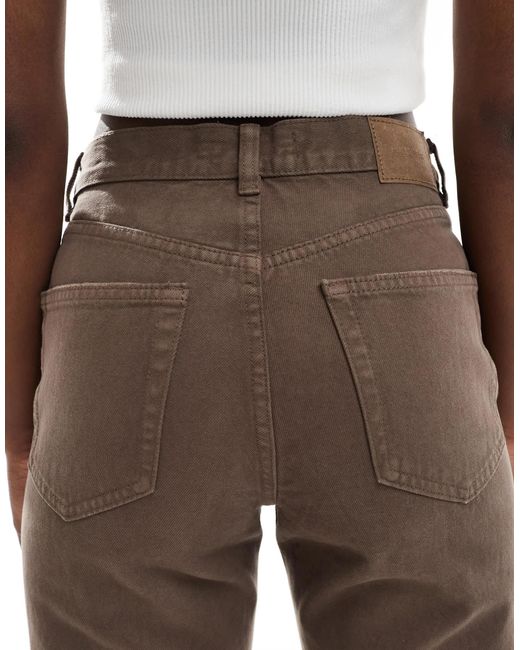 Pull&Bear High Rise Mom Jean in Natural | Lyst