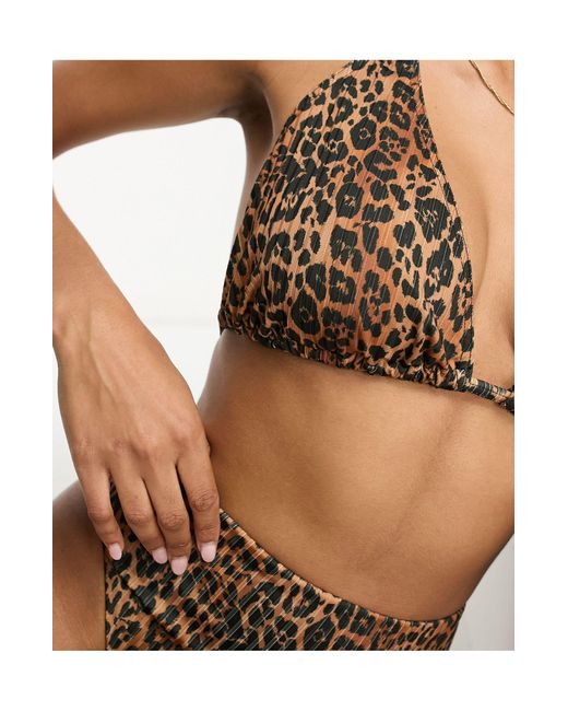 Asos Fuller Bust Mix And Match Rib Triangle Bikini Top In Brown Lyst