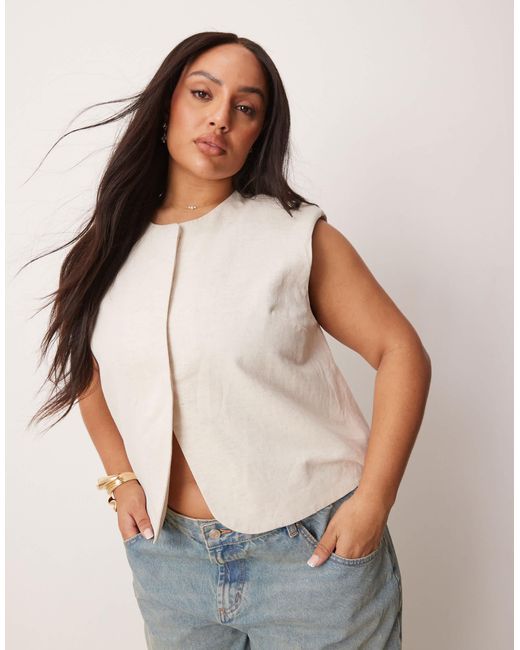 ASOS Curve Boxy Cutaway Vest in Natural | Lyst