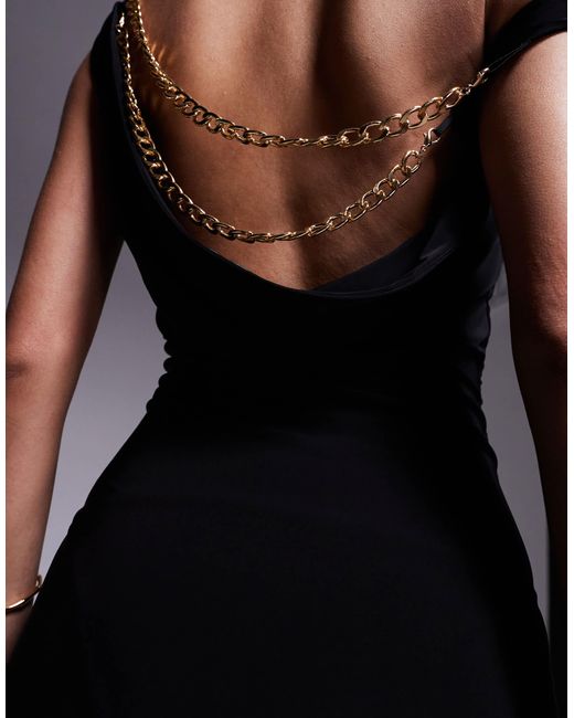 Fashionkilla Exclusive Slinky Double Sculpted Off Shoulder Chain Detail ...