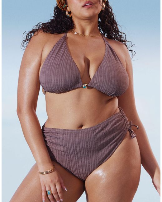 ASOS Asos Design Curve Tayla Triangle Bikini Top in Brown | Lyst