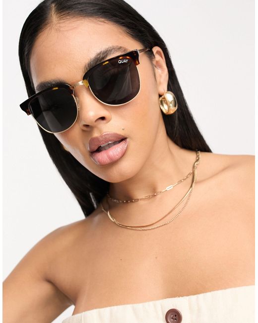 Quay Quay Evasive Retro Sunglasses With Polarized Lens In Natural Lyst