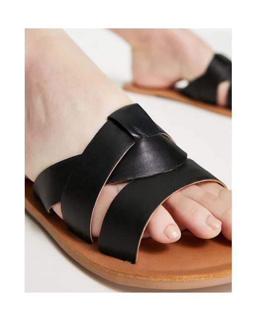 London Rebel Loop Front Sliders in Pink | Lyst