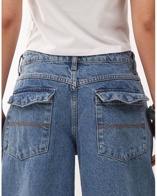 Collusion Barell Leg Jean With Step Hem Detail in Blue | Lyst