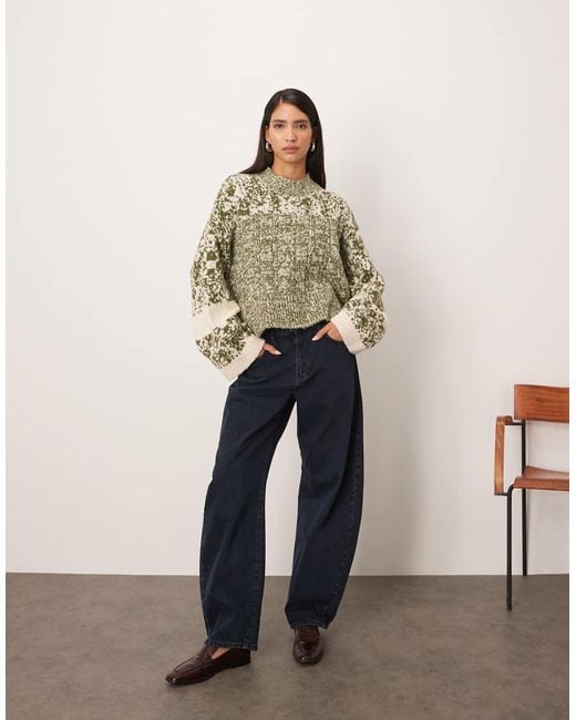 ARRANGE Chunky Mixed Knit Jumper in Natural | Lyst UK