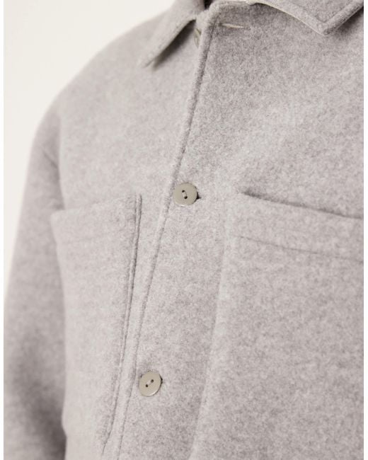 ASOS Premium Felt Oversized Shacket in Gray for Men | Lyst