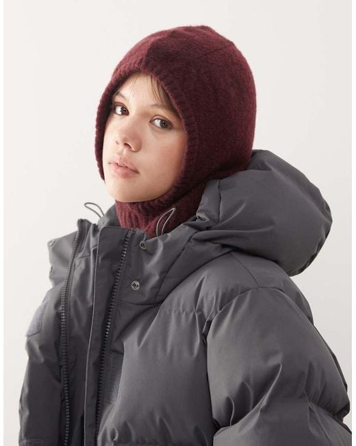 Weekday Knitted Balaclava Hood in Red | Lyst UK