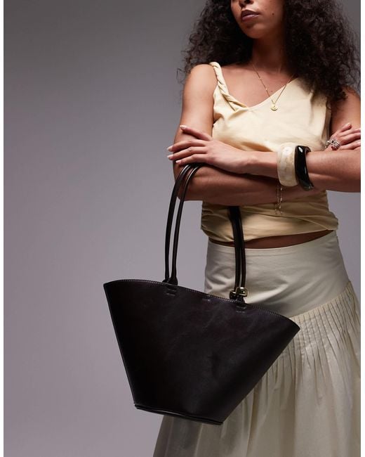 Mango Gold Detail Bucket Bag in Black | Lyst