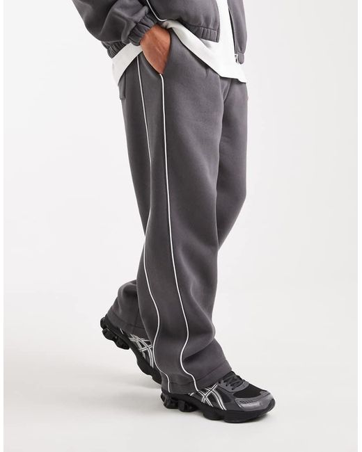 ASOS Co-ord Wide Leg jogger With Cut & Sew Panels in Grey for Men | Lyst UK