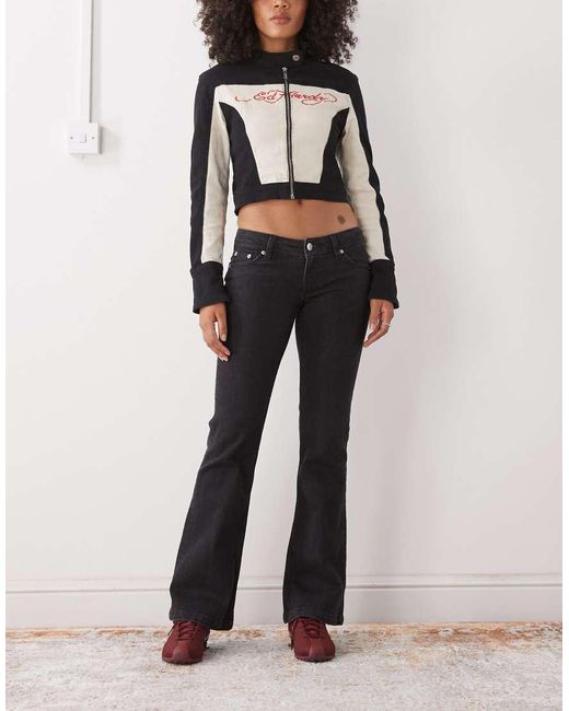 Monki Flared Denim Jeans in Black | Lyst UK