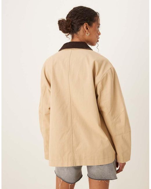 ASOS Quilted Bomber With Yoke Detail in Natural | Lyst UK