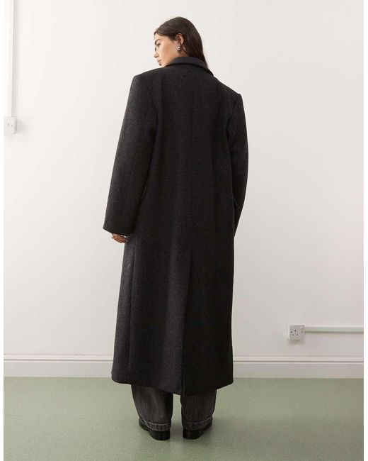 Weekday Logan Wool Blend Oversized Knee Length Coat in Black | Lyst UK