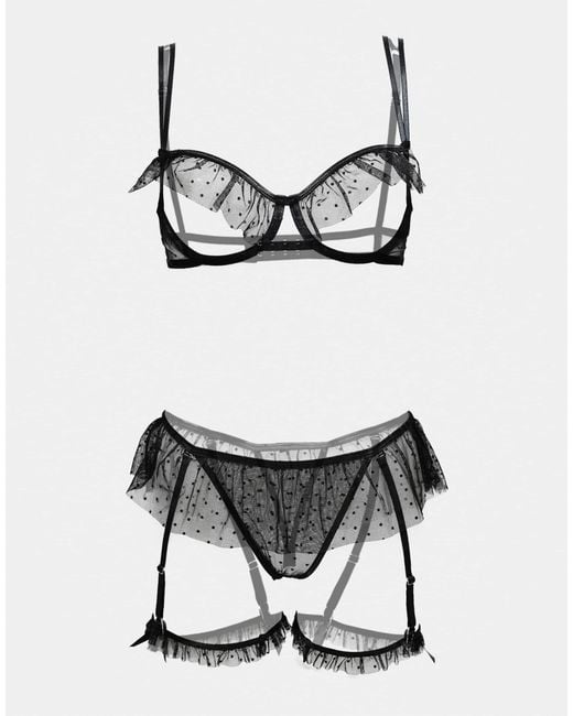 Ann Summers All Mine Crotchless Lingerie Set in Gray | Lyst