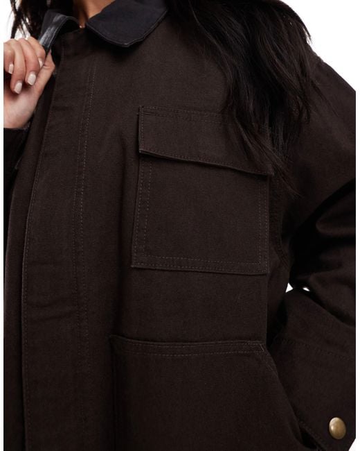 Stradivarius Str Barn Jacket in Brown | Lyst