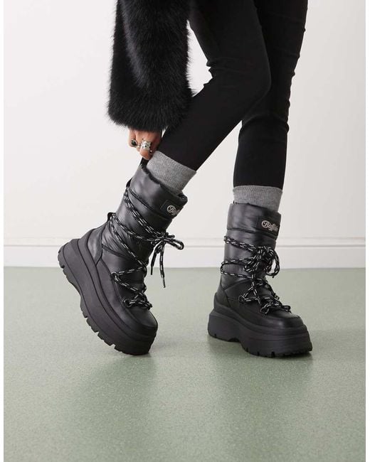 Buffalo Snow Puffer Boots in Black | Lyst UK