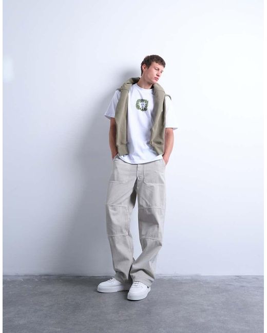 TOPMAN baggy Fit Twill Chino Pants in White for Men | Lyst UK