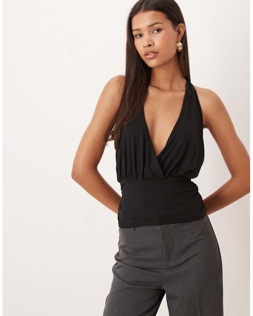 Motel Sherlyn Halter Top in Black | Lyst UK