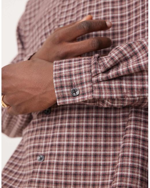 ASOS Oversized Boxy Flannel Shirt in Red for Men | Lyst