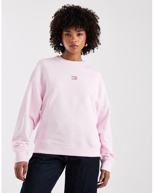 Tommy Hilfiger Boxy Badge Sweatshirt in Pink | Lyst UK