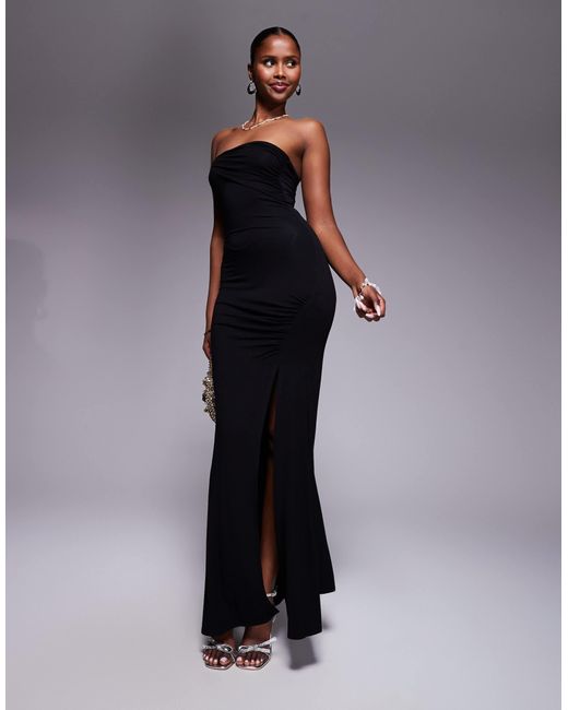 ASOS Cross Over Bandeau Maxi Dress in Black | Lyst