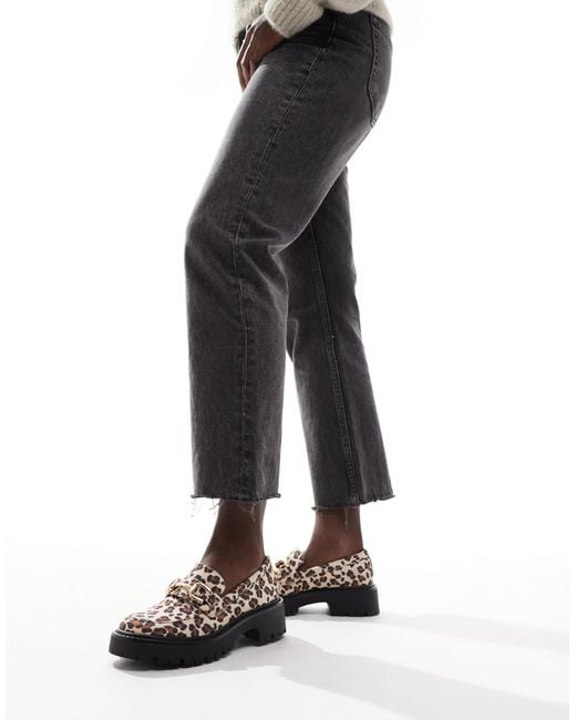 London Rebel Perdy Metal Trim Chunky Loafers in Black | Lyst