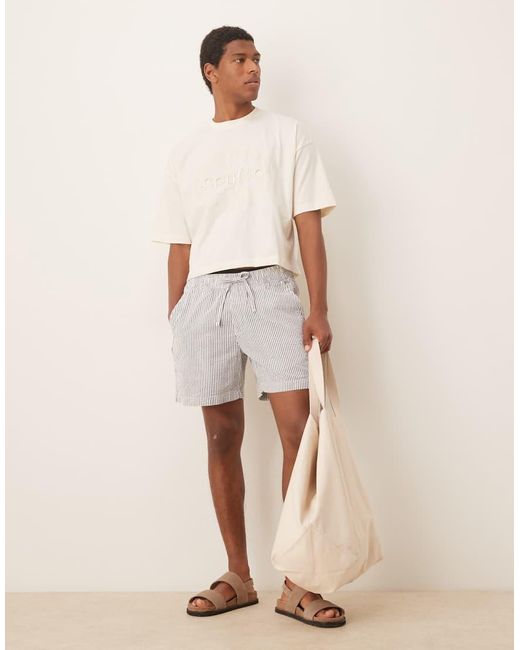 ASOS Cropped Oversized T-shirt With Tonal Cut Out Embroidery in Natural for Men | Lyst UK