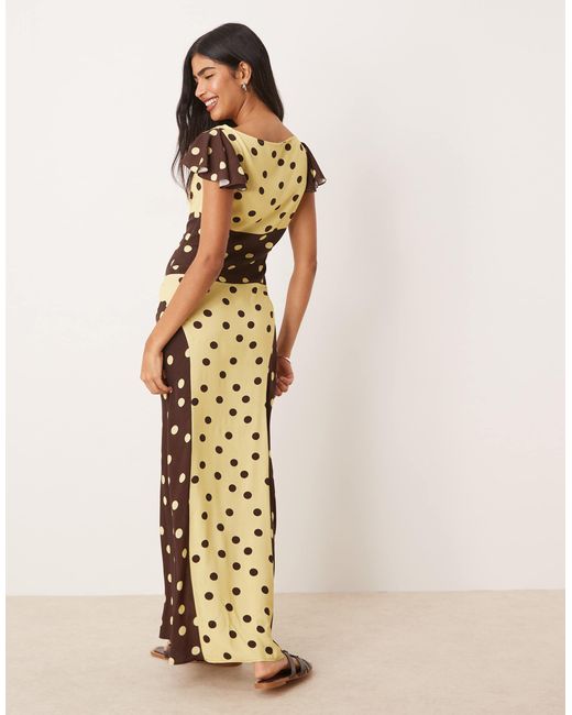 ASOS Boat Neck Angel Sleeve Maxi Dress With Sculpting Detail in Natural ...