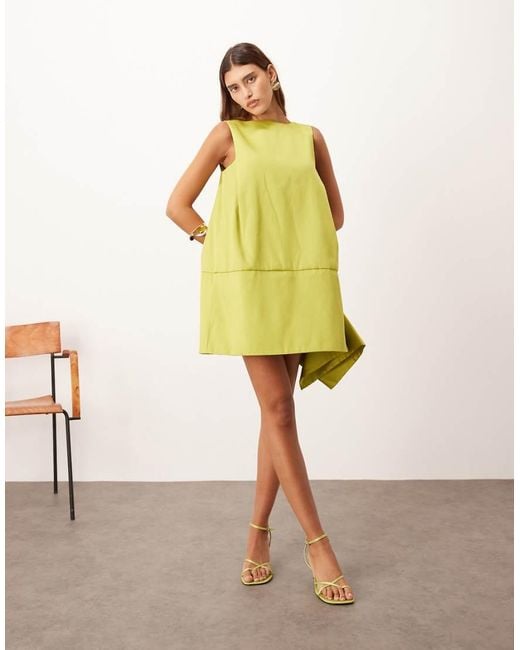 ARRANGE Structured Satin A Line Mini Dress in Yellow | Lyst UK