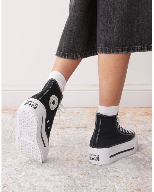 Converse Chuck Taylor All Star Lift Double Stack Sneakers in Black | Lyst