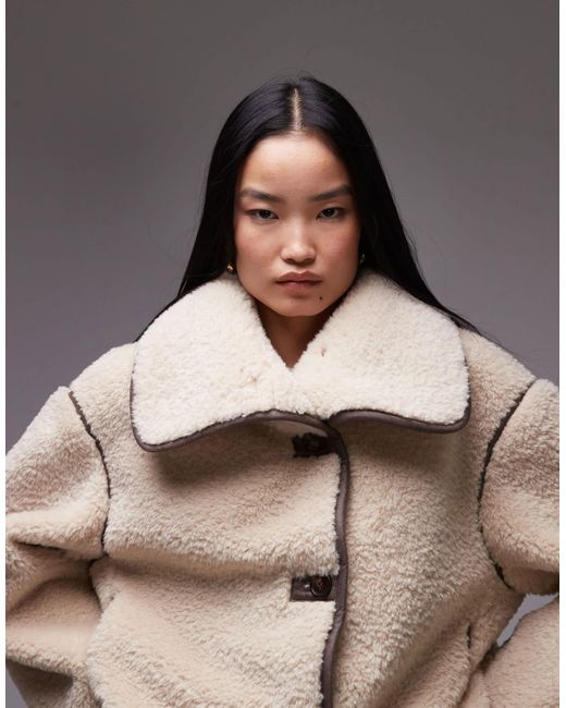 ARKET Oversized Faux Shearling Jacket in Grey | Lyst UK