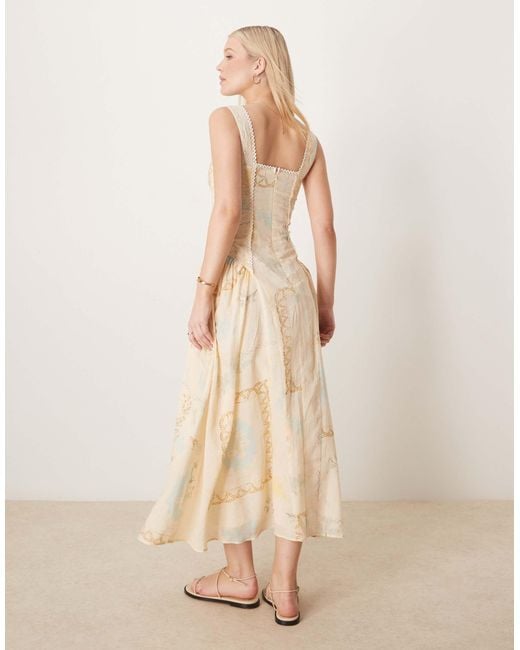 ASOS Prairie Square Neck Maxi Dress With Dropped Waist in Natural | Lyst