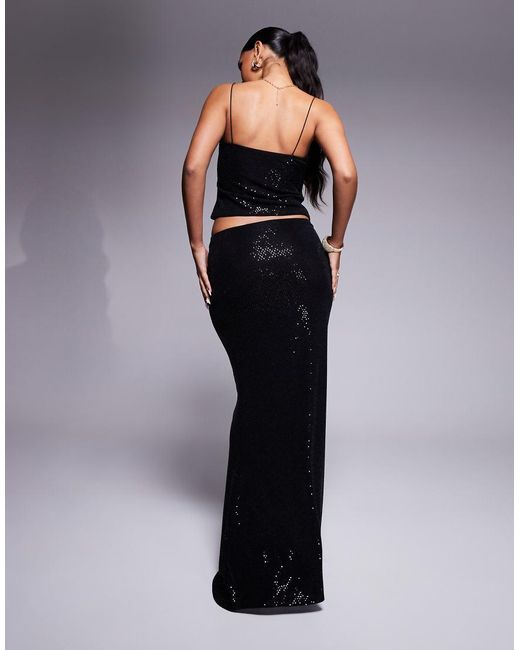 ASOS Co-Ord Glitter Foil Fishtail Maxi Skirt in Blue | Lyst UK