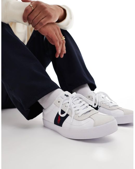 Polo Ralph Lauren Court Vulc Leather Suede Mix Trainer in Blue for Men ...