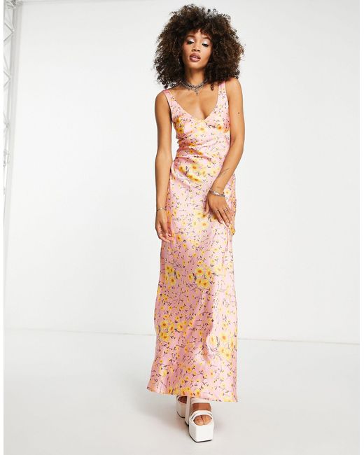 Asos Satin Maxi Bias Slip Dress Lyst Uk