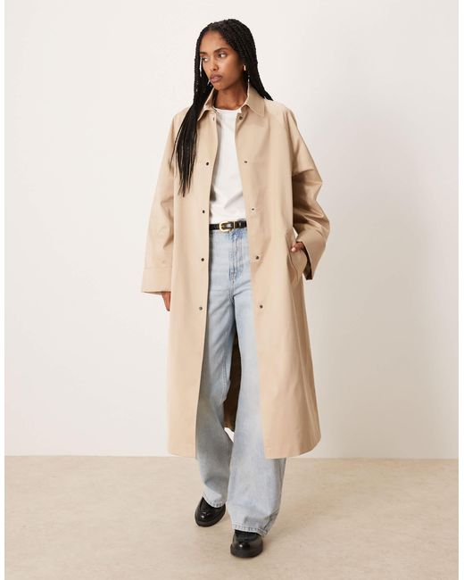 ASOS Longline Trench in Natural | Lyst
