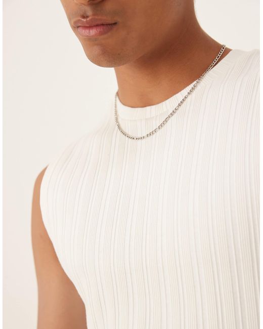 ASOS Muscle Fit Textured Rib Tank in Natural for Men | Lyst