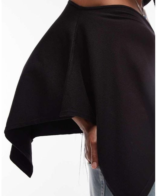 ASOS Knitted One Shoulder Cape in Black | Lyst UK