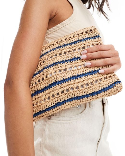 Mango Raffia Clutch in Natural | Lyst UK