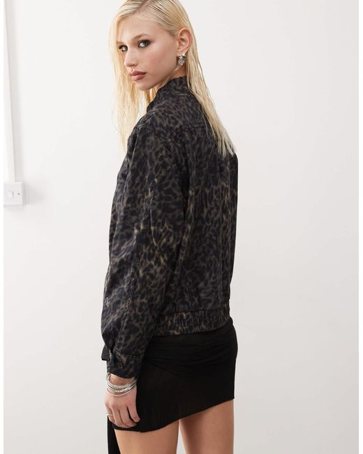 Reclaimed (vintage) Dark Leopard Print Jacket in Black | Lyst