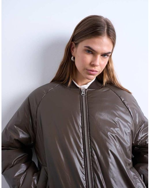 TOPSHOP High Shine Padded Bomber Jacket | Lyst UK