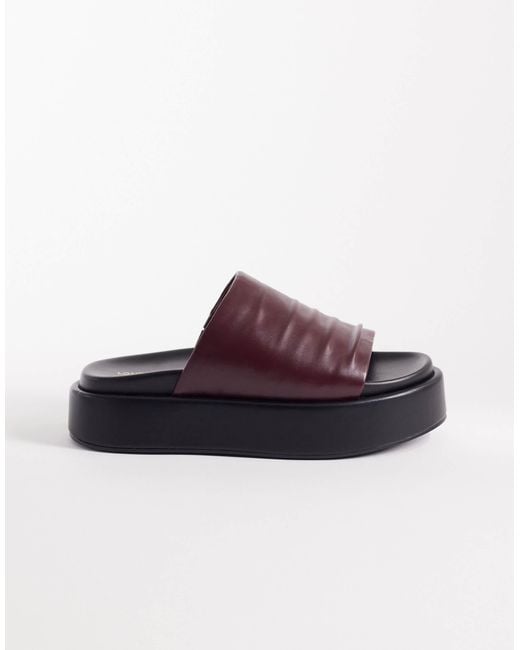 London Rebel Flatform Slides in Red | Lyst