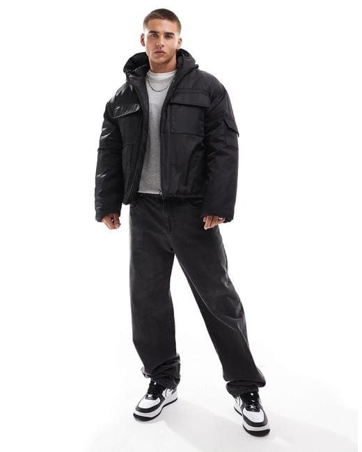 ASOS Utility Puffer Jacket in Black for Men | Lyst