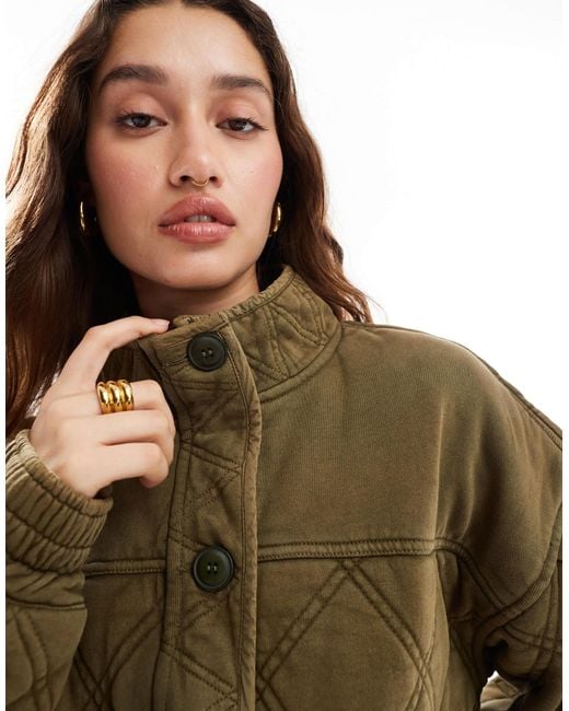 Free People Oversized Quilted Bomber Jacket in Brown | Lyst