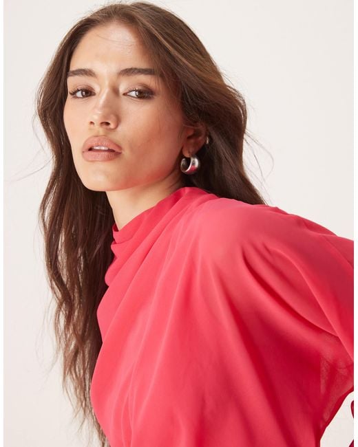 ASOS High Neck Maxi Dress in Pink | Lyst