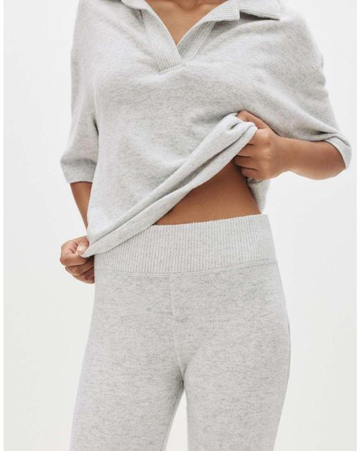 Pull&Bear Soft Touch Bell Bottom Trousers in White | Lyst UK