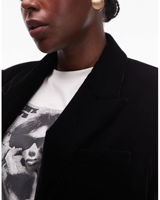 Mango Curve Velvet Blazer in Black | Lyst