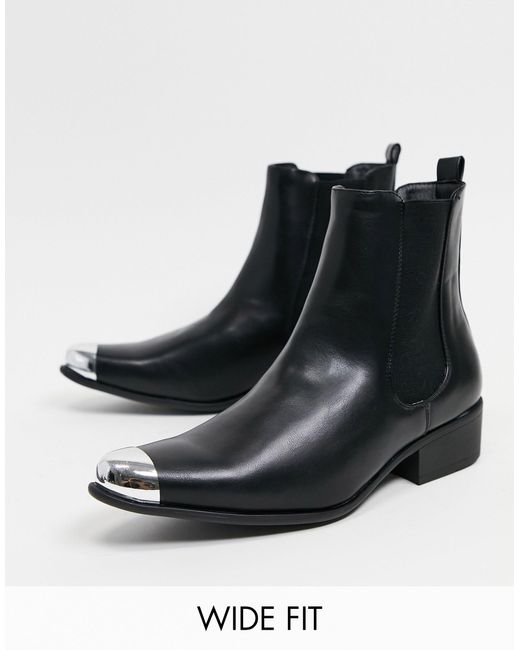 Truffle Collection Wide Fit Western Chelsea Boots in Black for Men - Lyst