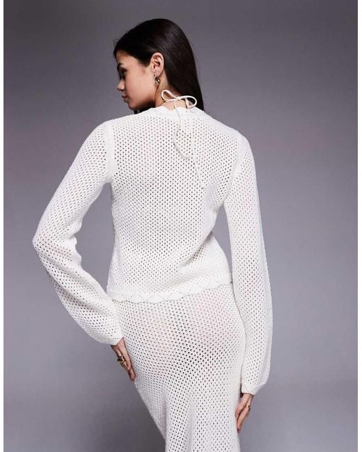 The Frolic Exclusive Cotton Rich Open Crochet Scallop Edge Tie Split ...