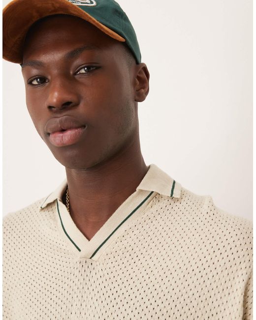 ASOS Oversized Boxy Fit Notch Neck Polo in Natural for Men | Lyst