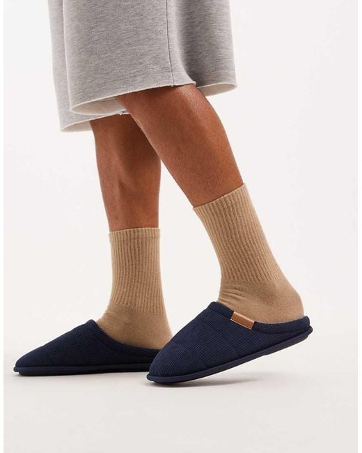 Jack & Jones Cord Style Mule Slipper in Blue for Men | Lyst UK
